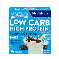 Mayver’s Low Carb High Protein Cookies & Cream Bars 4pk – Mayver's