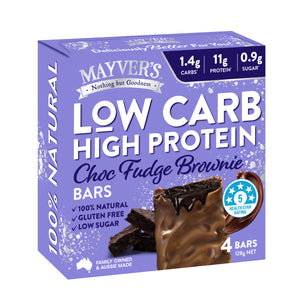 LOW CARB HIGH PROTEIN CHOC FUDGE BROWNIE BARS 4pk – Mayver's