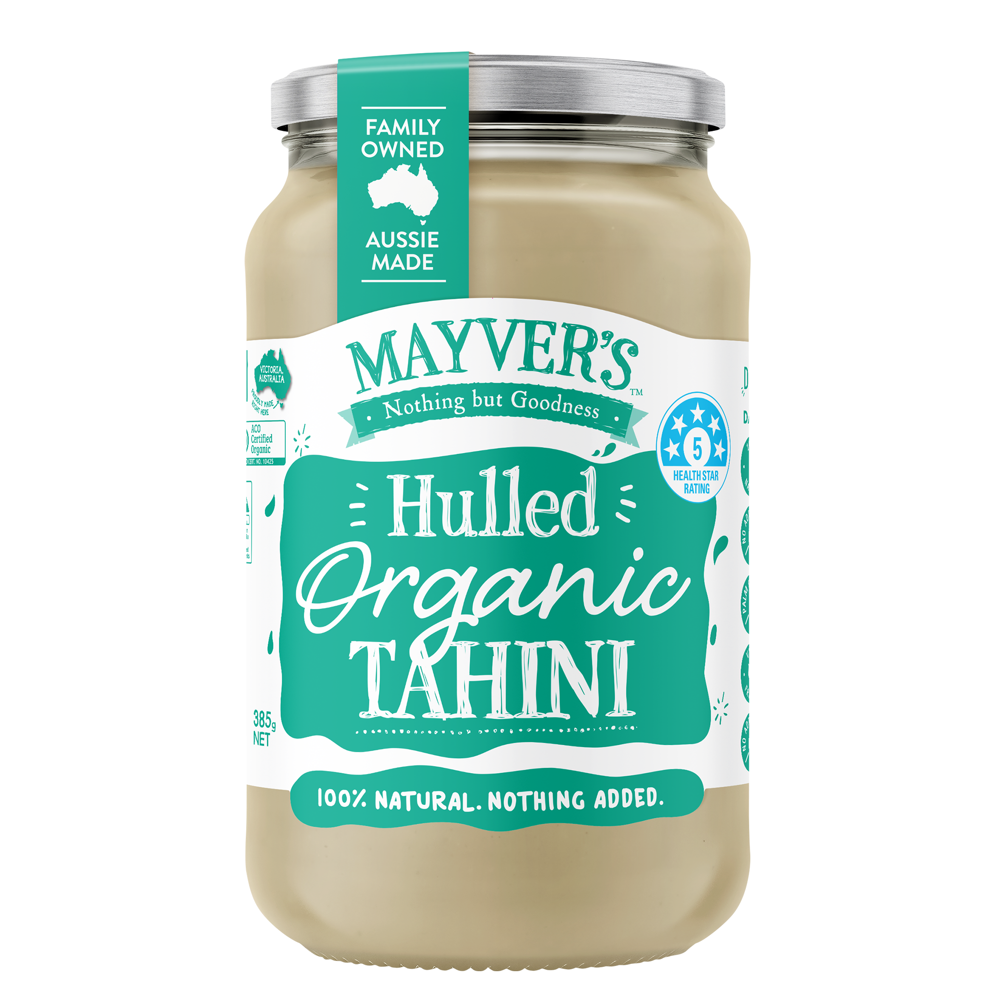 ORGANIC HULLED TAHINI 385g – Mayver's
